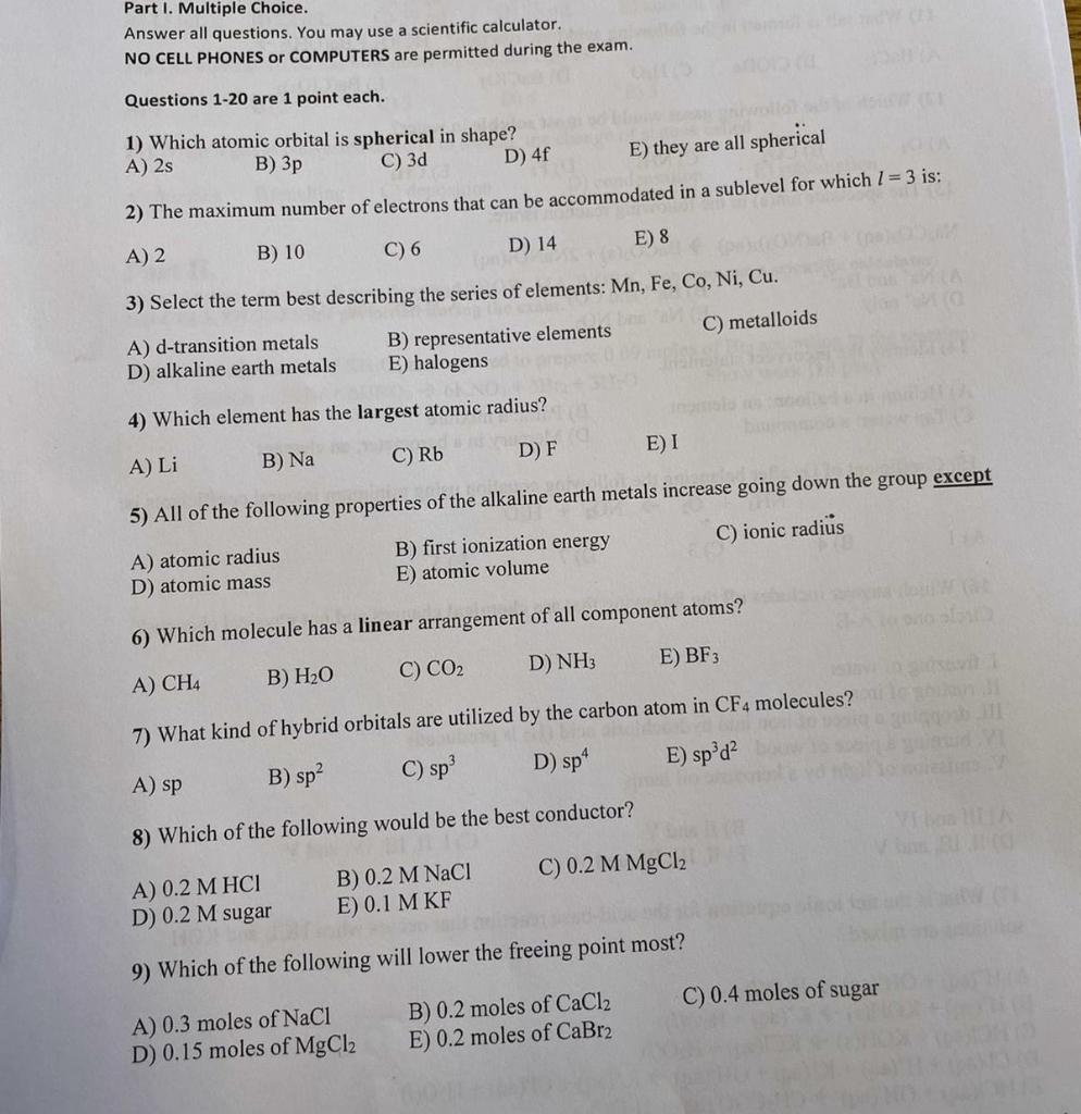 Solved Part I. Multiple Choice. Answer all questions. You | Chegg.com