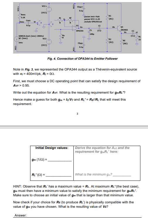 Solved Fig. 4. Connection of OPA344 to Emitter Follower Note | Chegg.com