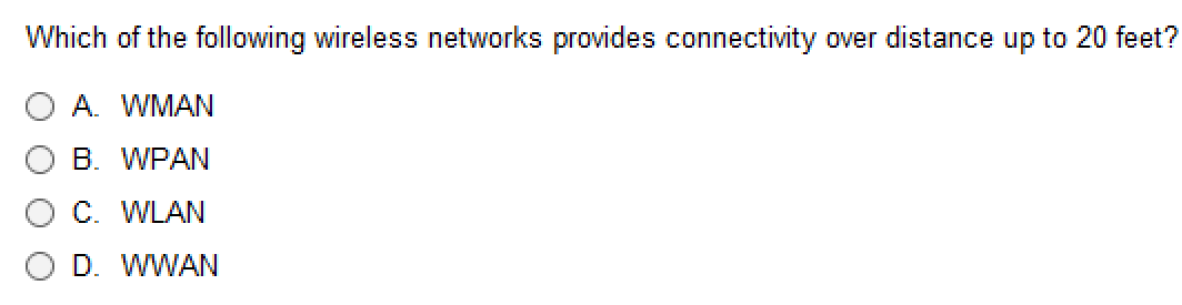 Solved Which of the following wireless networks provides | Chegg.com