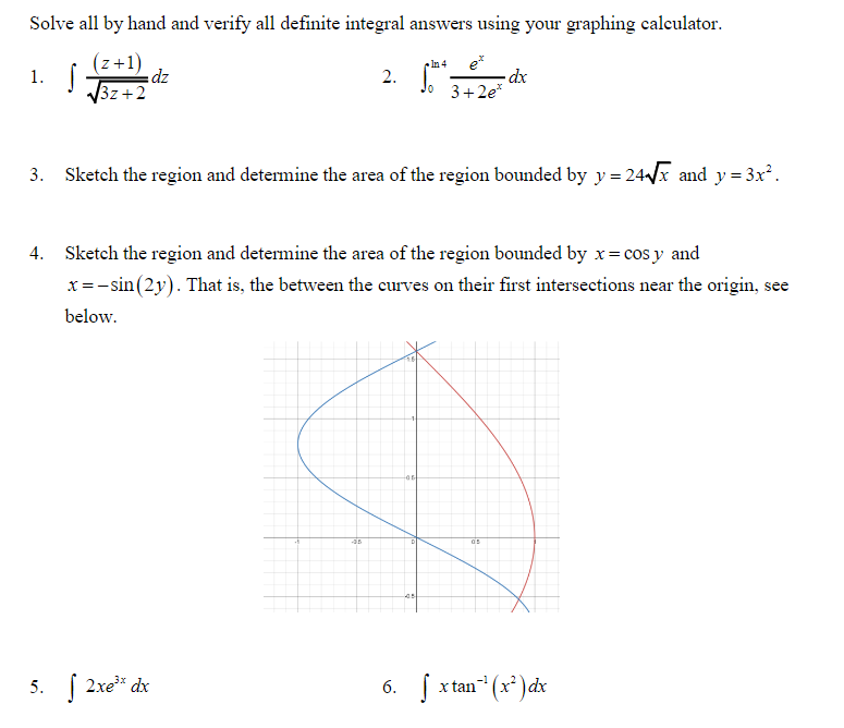 Solved Solve all by hand and verify all definite integral | Chegg.com