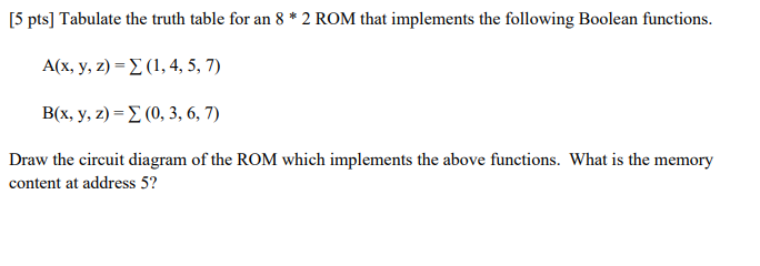Solved [5 pts] Tabulate the truth table for an 8∗2 ROM that | Chegg.com