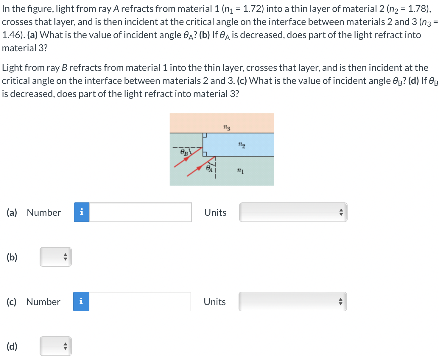 Solved In the figure, light from ray A refracts from | Chegg.com