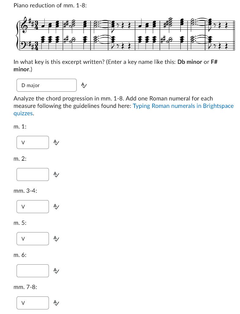 Piano reduction of mm.1−8 : In what key is this | Chegg.com