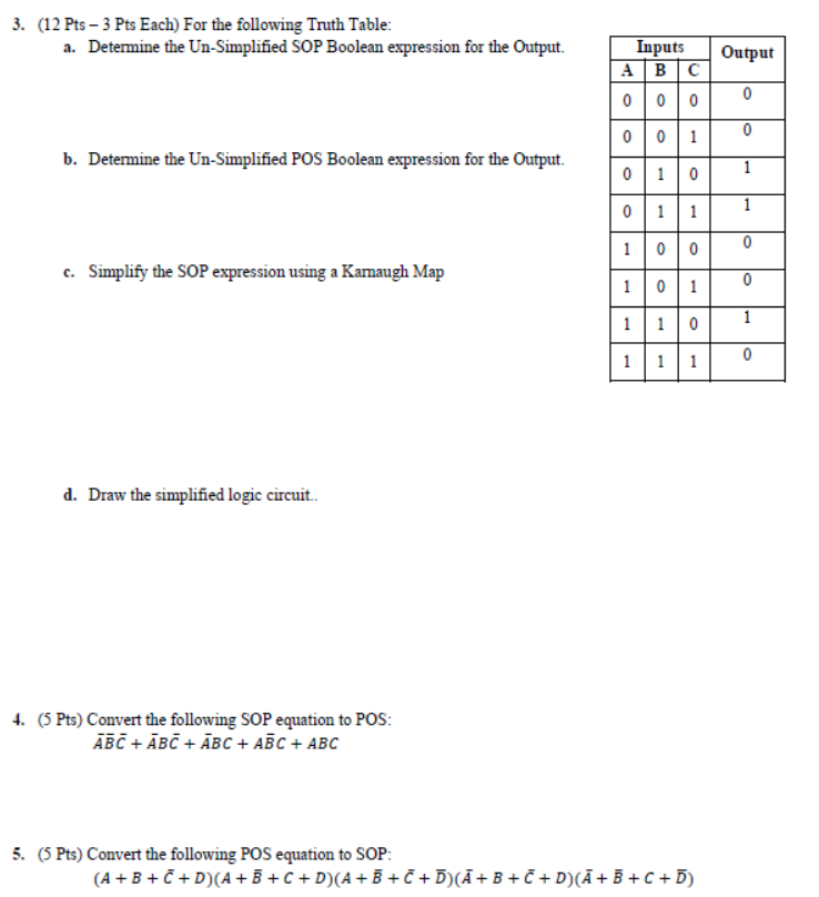 Solved b. Determine the Un-Simplified POS Boolean expression | Chegg.com