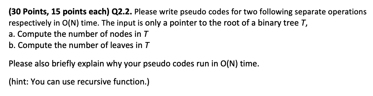 Solved 30 Points 15 Points Each Q22 Please Write Pseudo 2338