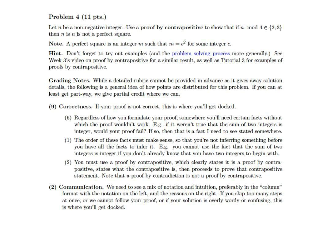 Solved Problem 4 (11 pts.) Let n be a non-negative integer. | Chegg.com
