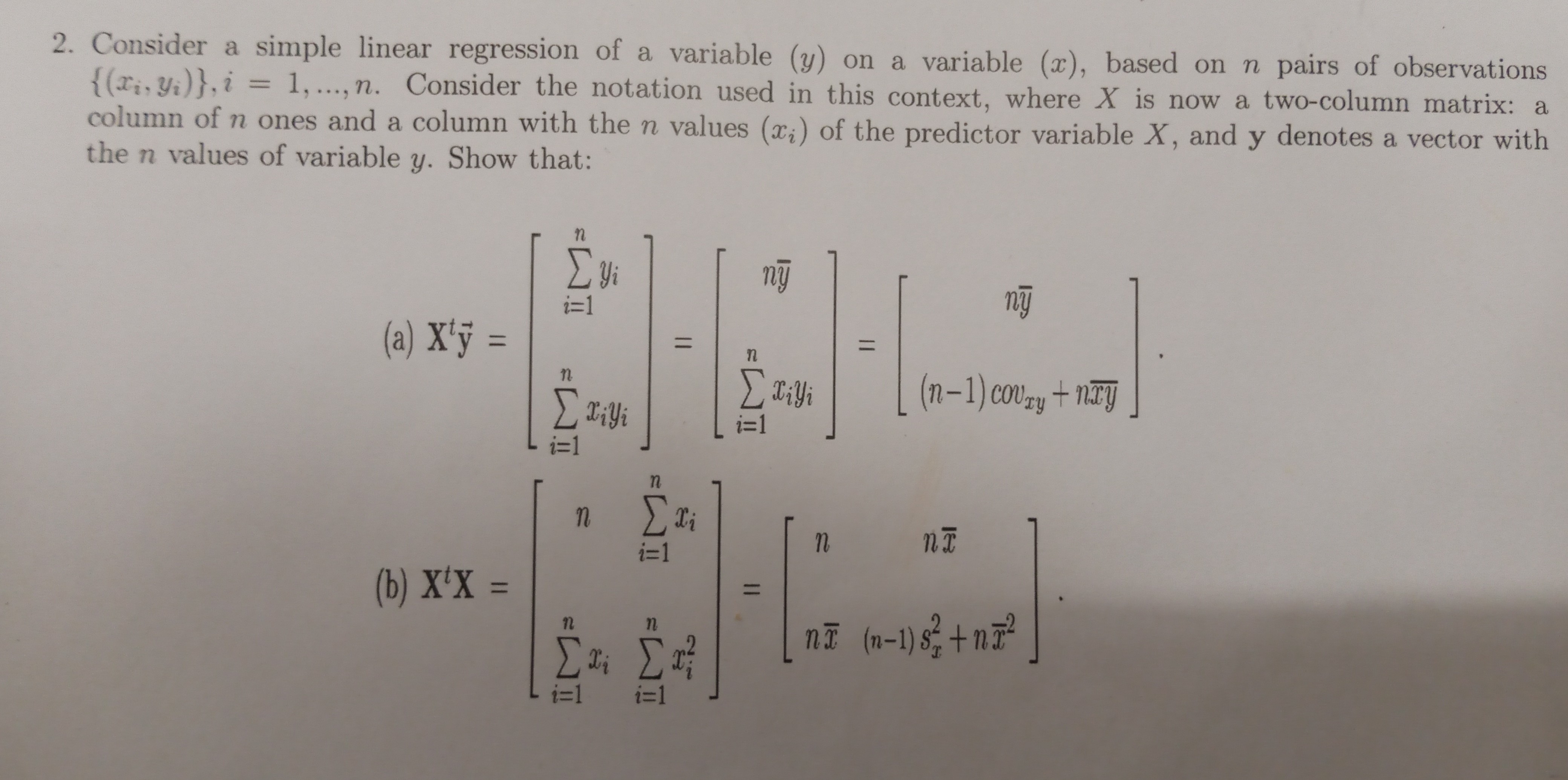 Solved 2. Consider a simple linear regression of a variable | Chegg.com
