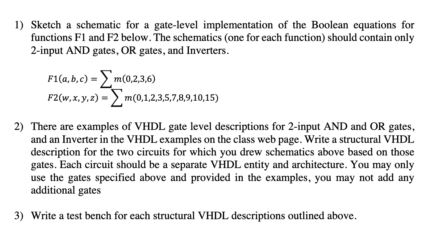 Solved 1 Sketch A Schematic For A Gate Level Implementation 