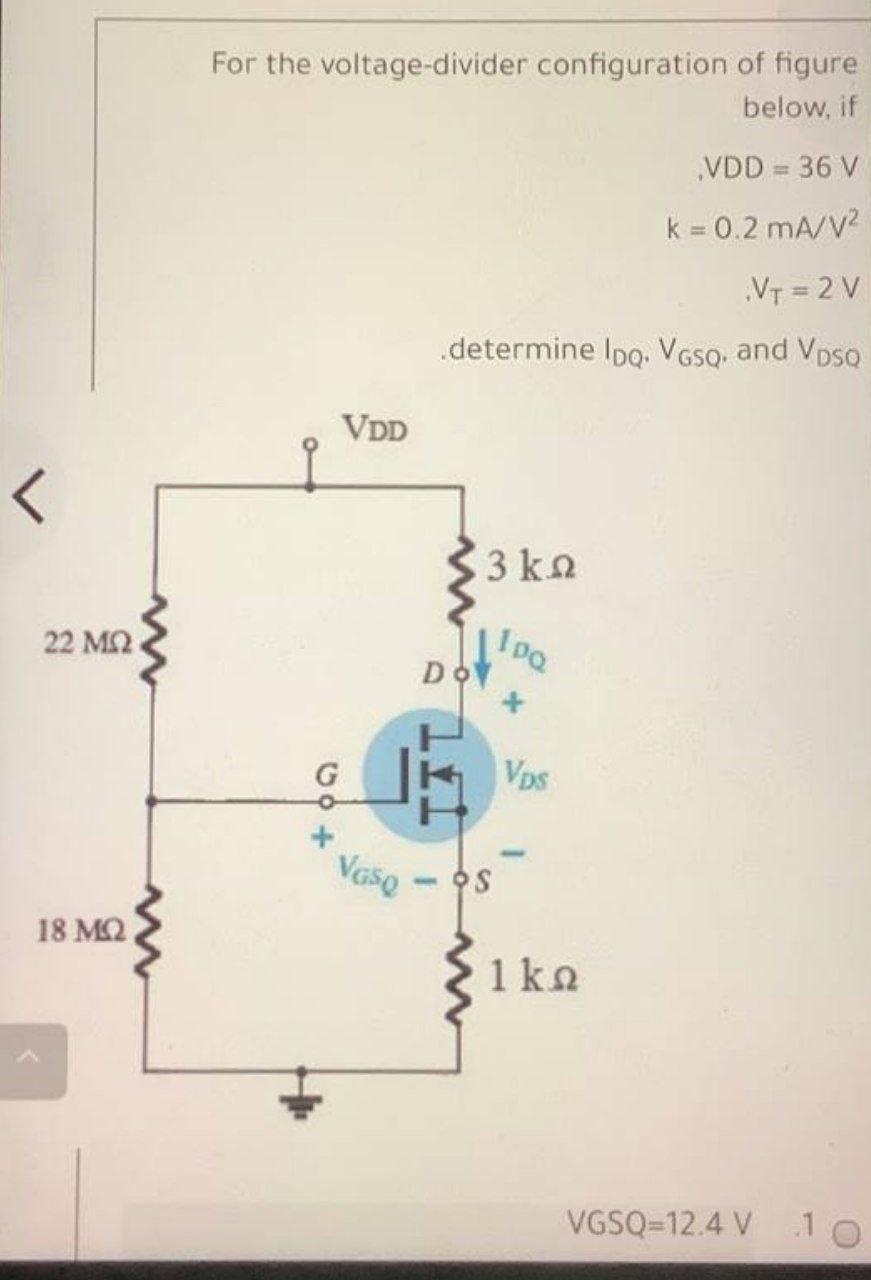 Solved For the voltage-divider configuration of figure | Chegg.com