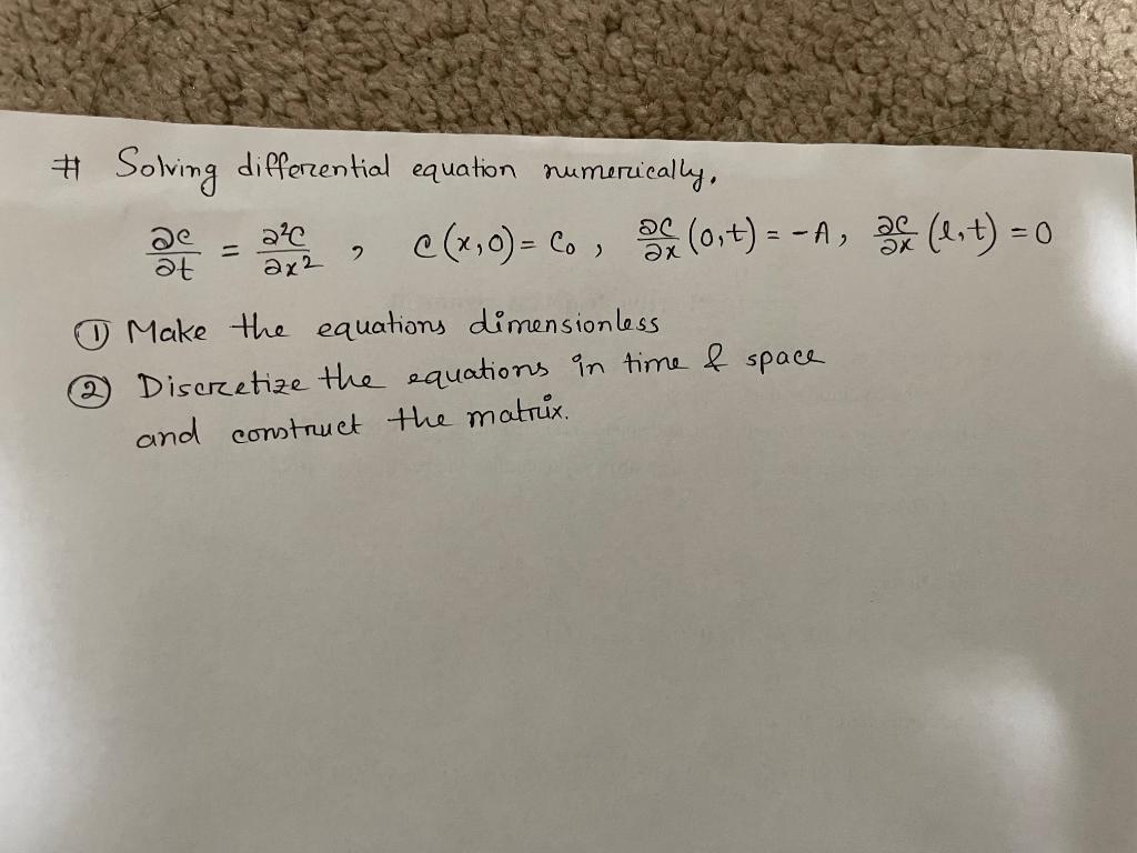Solved # Solving differential equation numerically, c(1,0) = | Chegg.com