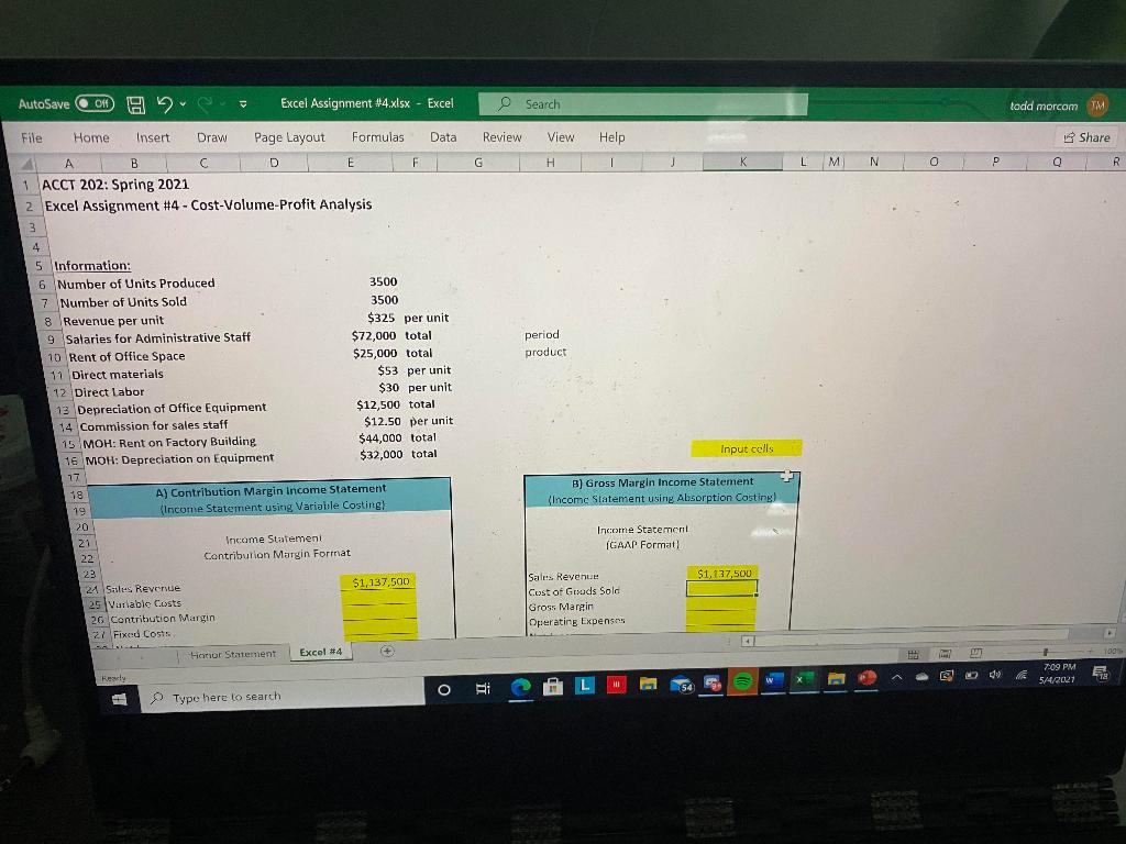 Solved AutoSave Of of Excel Assignment #4.xlsx - Excel | Chegg.com