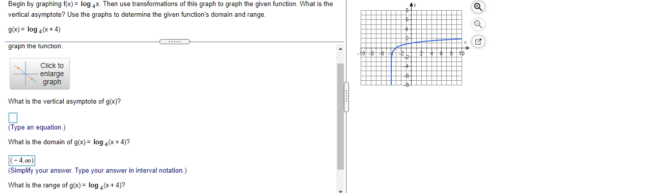 Solved Begin by graphing f(x) = log 4x. Then use | Chegg.com