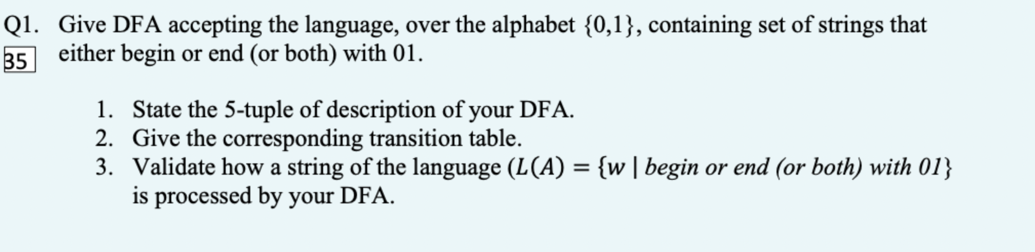Solved 1. Give DFA accepting the language, over the alphabet | Chegg.com