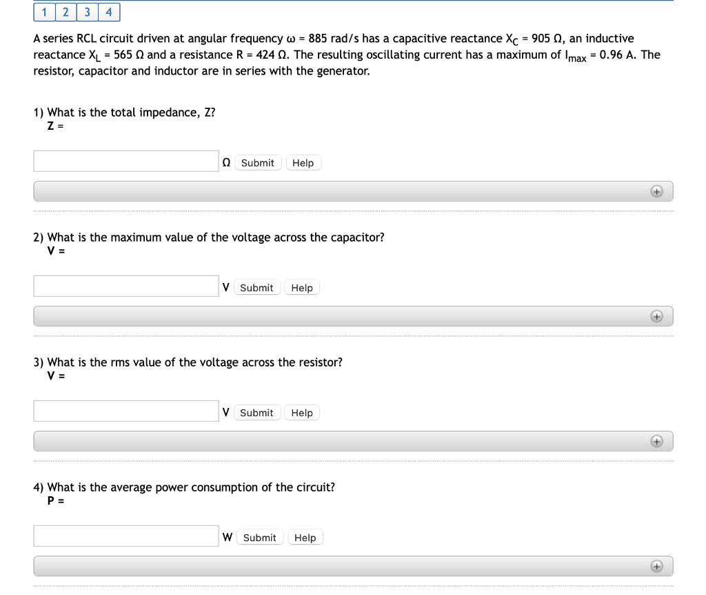 Solved A series RCL circuit driven at angular frequency | Chegg.com