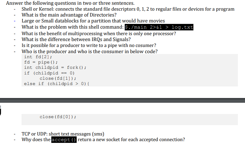 Solved Answer the following questions in two or three | Chegg.com