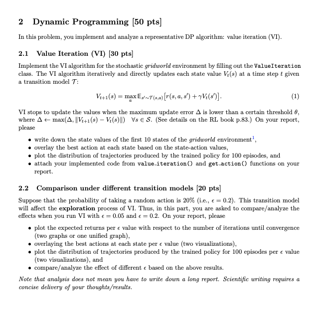 2 Dynamic Programming [50 pts] In this problem, you | Chegg.com
