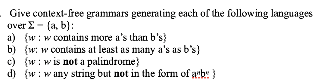 Solved Give context-free grammars generating each of the | Chegg.com