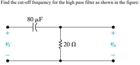 Solved Find the cut-off frequency for the high pass filter | Chegg.com