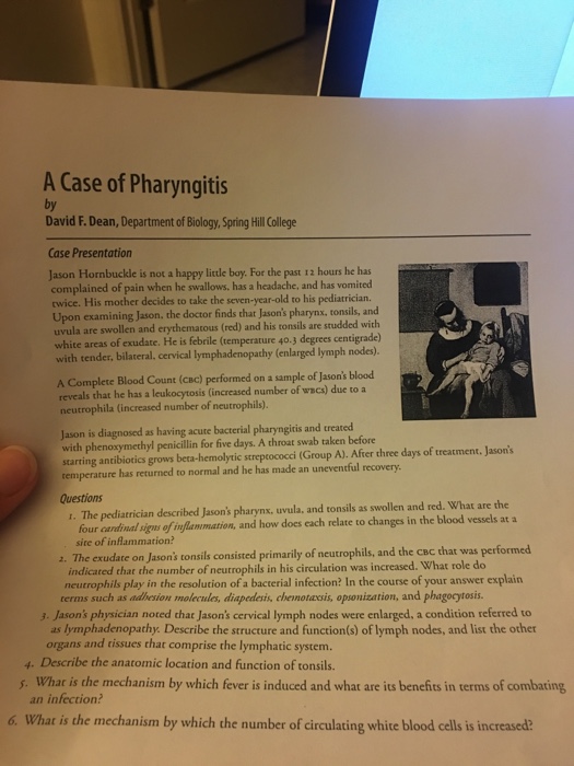 Solved A Case of Pharyngitis by David F. Dean, Department of | Chegg.com