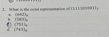 Solved What is the octal representation of | Chegg.com