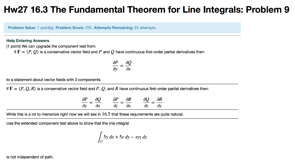 Solved Hw27 16.3 The Fundamental Theorem for Line Integrals: | Chegg.com