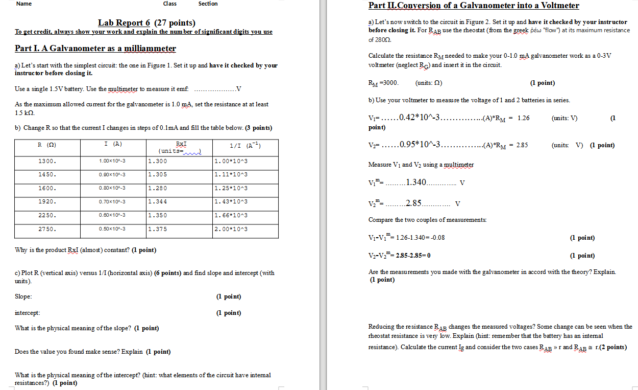 Solved Name Class Section Part II. Conversion of a | Chegg.com