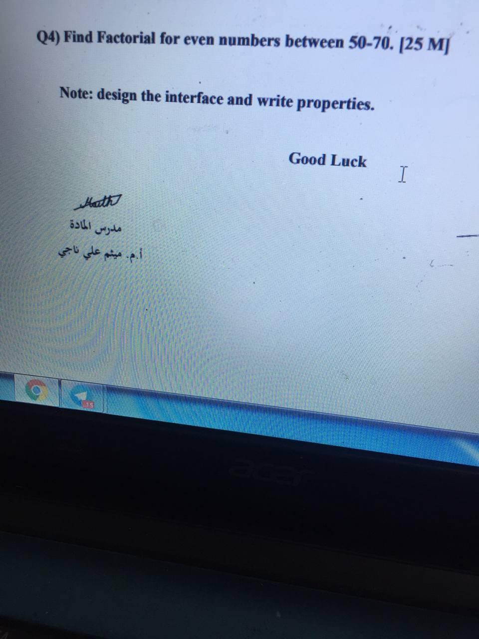 Solved Q4) Find Factorial for even numbers between 50-70. | Chegg.com
