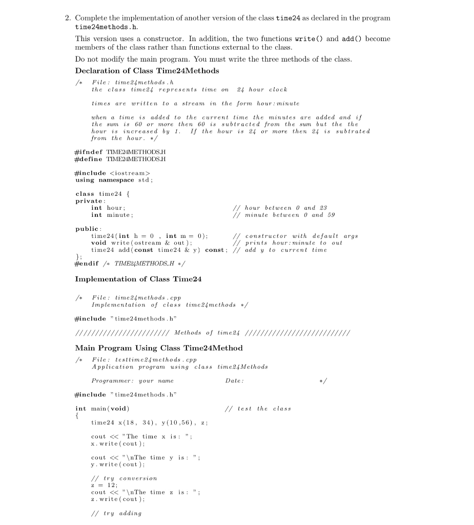 Solved 2 Complete The Implementation Of Another Version Of
