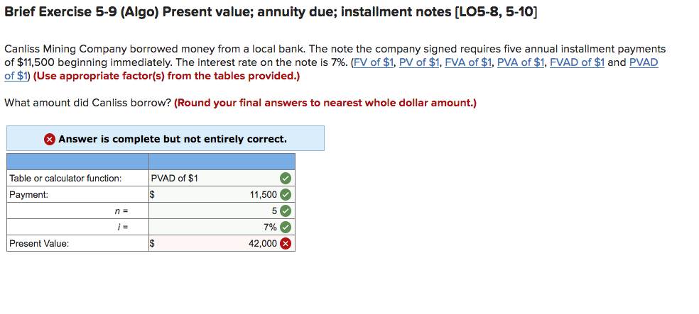 Solved Brief Exercise 5-9 (Algo) Present value; annuity due; | Chegg.com
