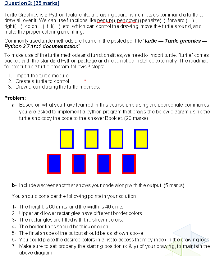 Solved Question 3: (25 marks) Turtle Graphics is a Pyth on | Chegg.com