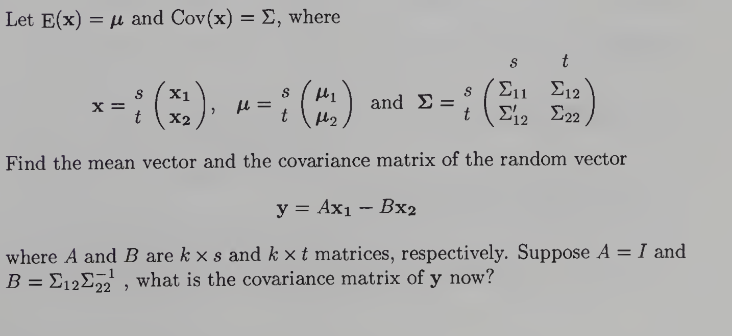 Solved Let E(x)=μ ﻿and Cov(x)=Σ, | Chegg.com