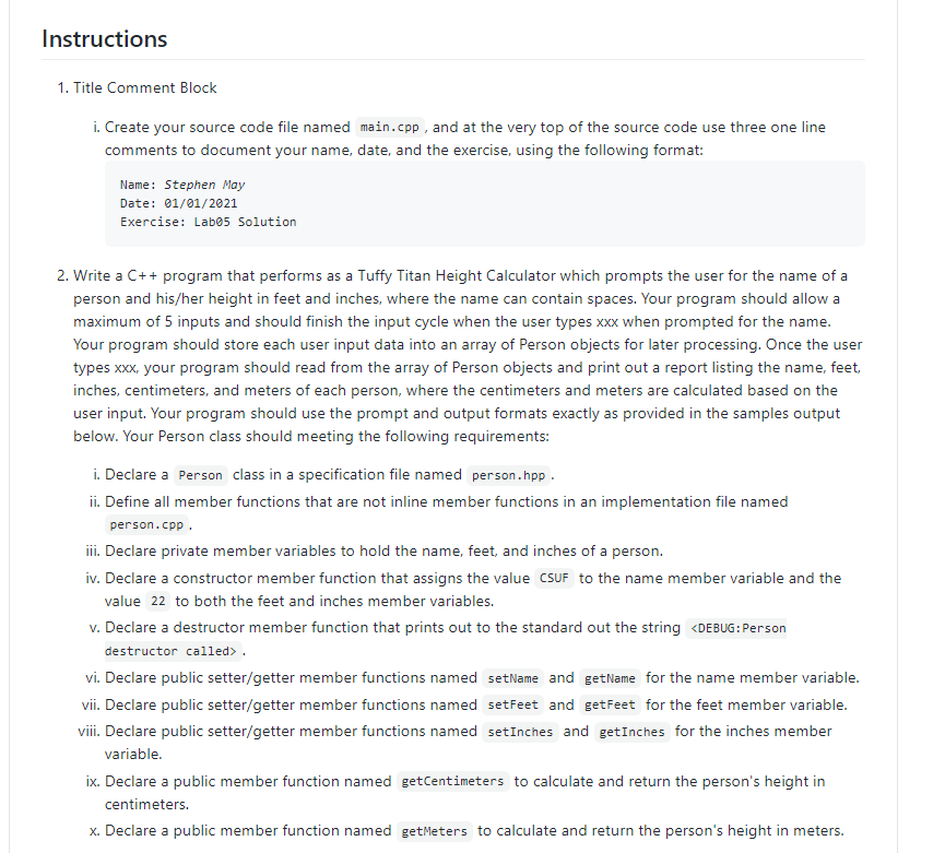 Solved Instructions 1. Title Comment Block i. Create your | Chegg.com