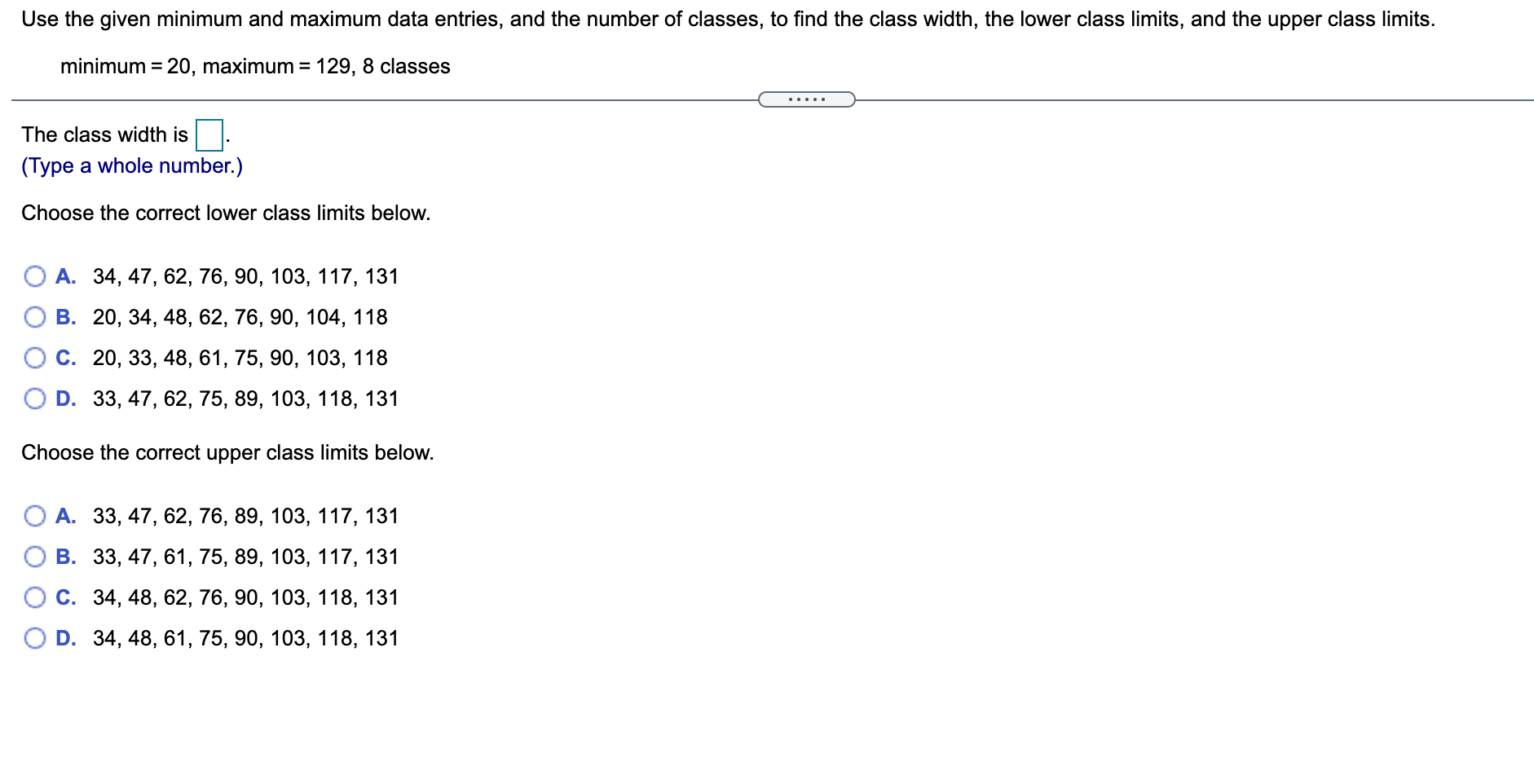 Solved Use the given minimum and maximum data entries, and | Chegg.com