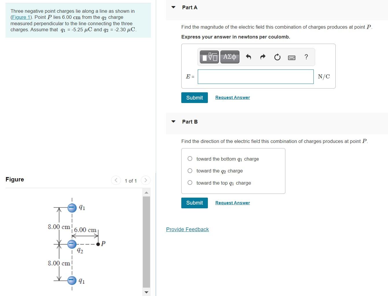 Solved Part A Three negative point charges lie along a line | Chegg.com