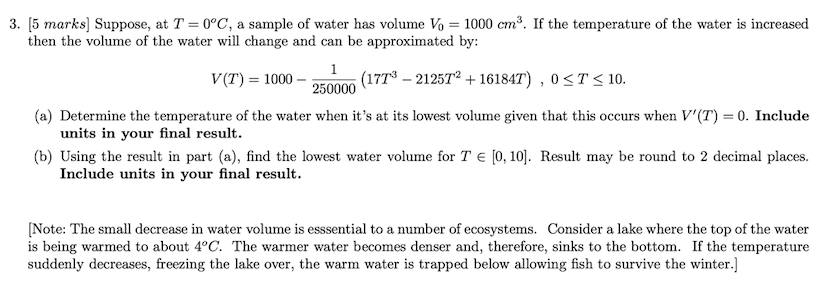 Solved 3. (5 marks] Suppose, at T = 0°C, a sample of water | Chegg.com