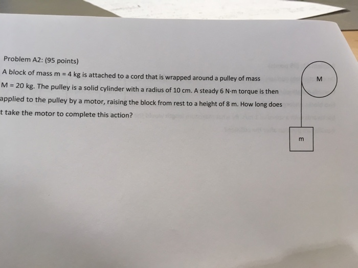 Solved A block of mass m = 4 kg is attached to a cord that | Chegg.com