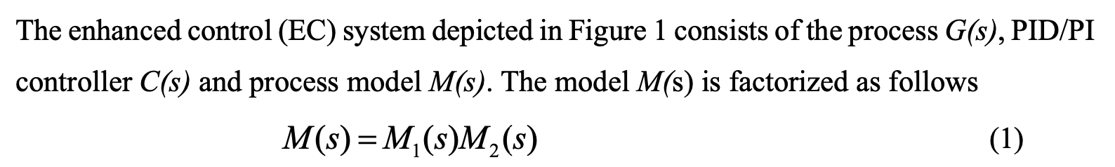 Solved The enhanced control (EC) system depicted in Figure 1 | Chegg.com