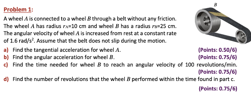 Solved Problem 1: A wheel A is connected to a wheel B | Chegg.com