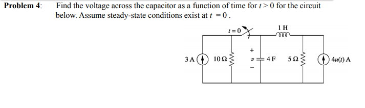 Solved Problem 4: Find the voltage across the capacitor as a | Chegg.com