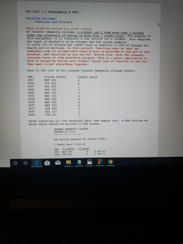 Solved COP 3223 ( C Programming @ UCF) Learning Outcomes: | Chegg.com