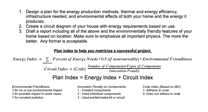 1. Design a plan for the energy production methods, | Chegg.com