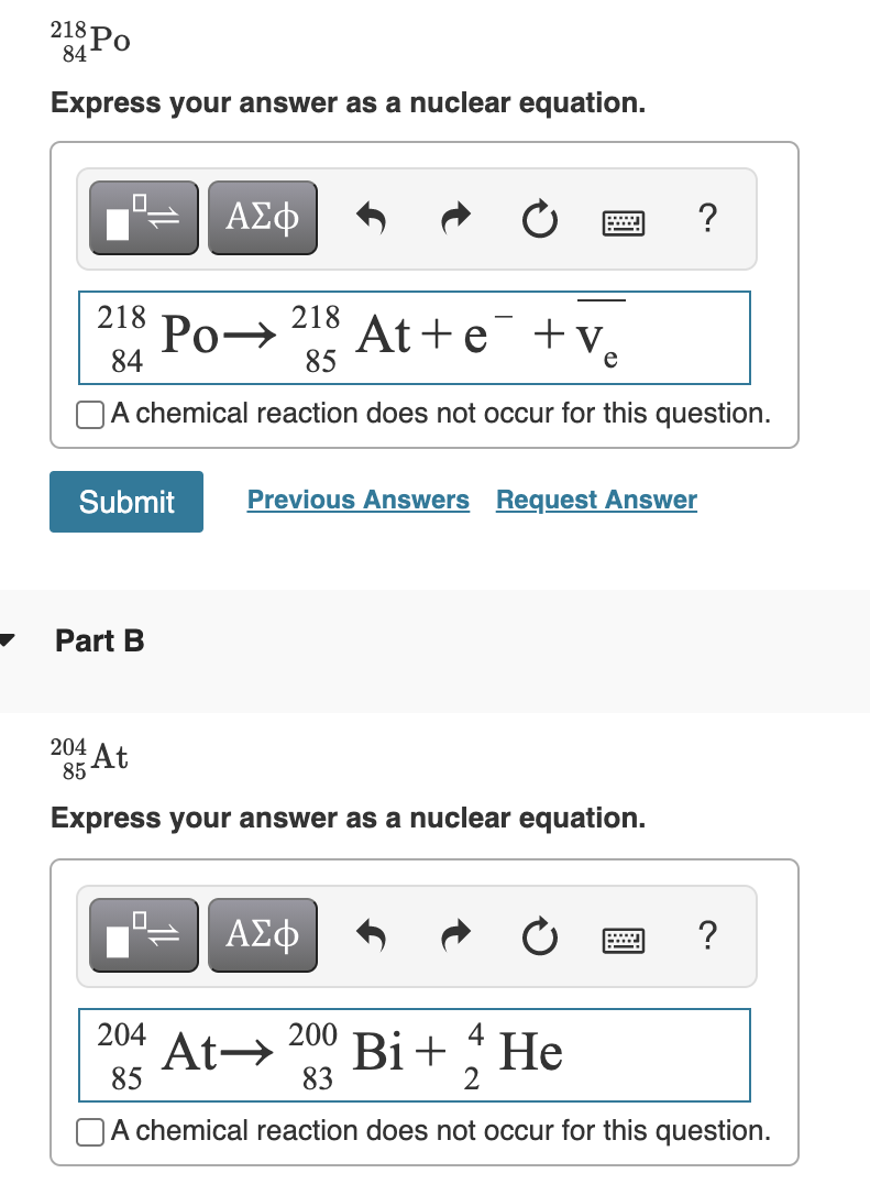 Solved 218 Po 84 Express your answer as a nuclear equation. | Chegg.com