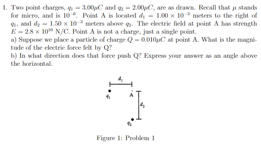 Solved 1. Two point charges, q1=3.00μC and q2=2.00μC, are as | Chegg.com