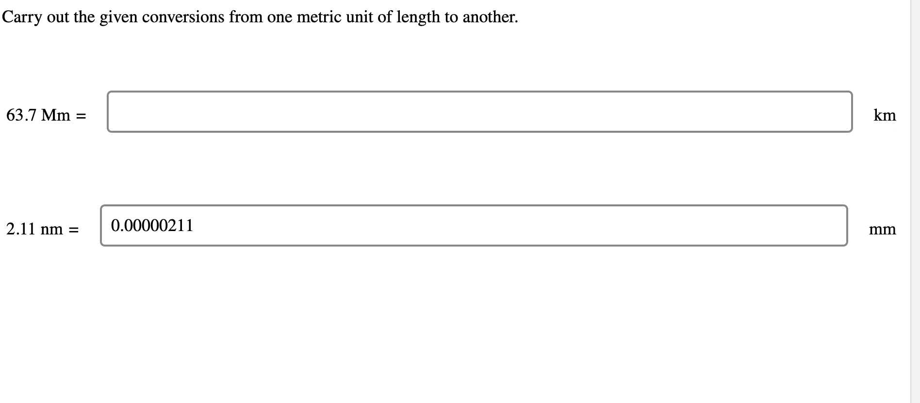 Solved Carry out the given conversions from one metric unit | Chegg.com