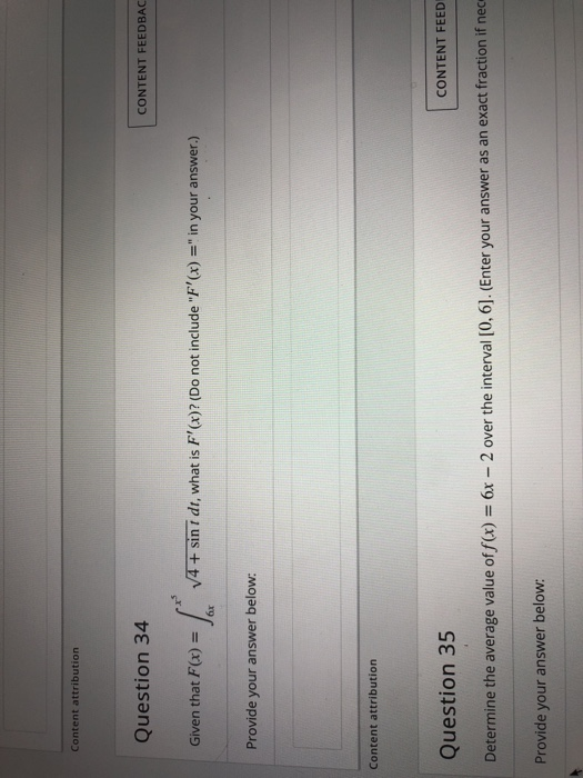 Solved Content attribution Question 34 Given that F(x) = / | Chegg.com Solved Content attribution Question 34 Given that F(x) = / | Chegg.com