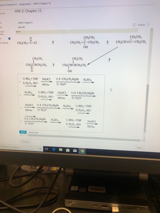 Solved HW 3: Chapter 20of20 > em 20 Part A OH 1CH,CH,MgBr 2) | Chegg.com