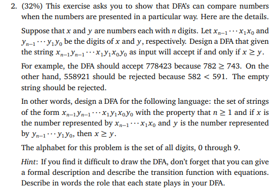 Solved 2. ( 32%) This exercise asks you to show that DFA's | Chegg.com