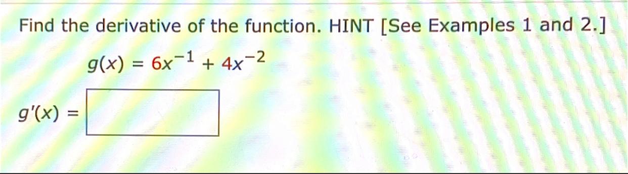 Solved Find the derivative of the function. HINT [See | Chegg.com