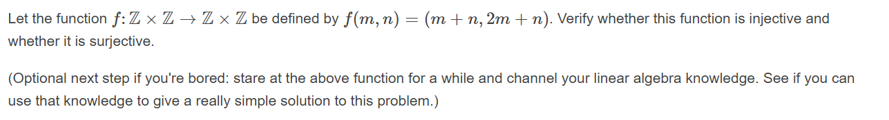 Solved Let the function f: ZxZZx Z be defined by f(m, n) = | Chegg.com