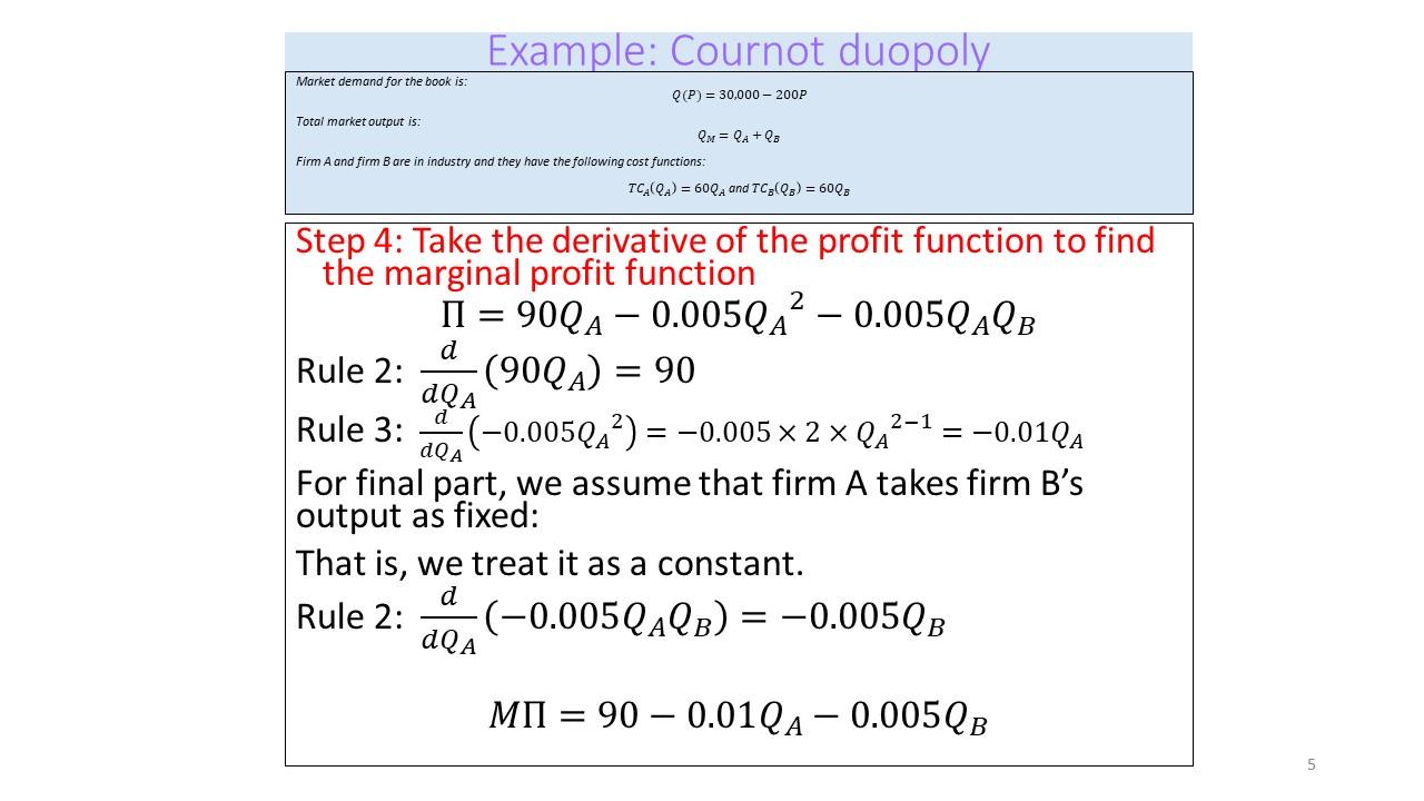 Solved Example: Cournot duopoly Your firm sells a textbook | Chegg.com